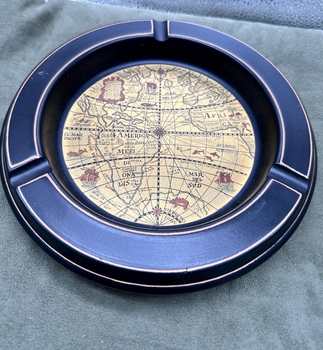 Sophisticated Antique Map Design Ashtray, Italian for Haygill Imports ...