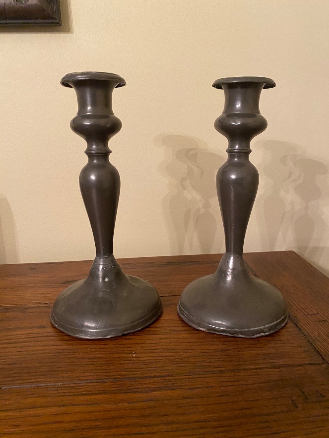 Old Colonial Pewter Candle Sticks - Etsy