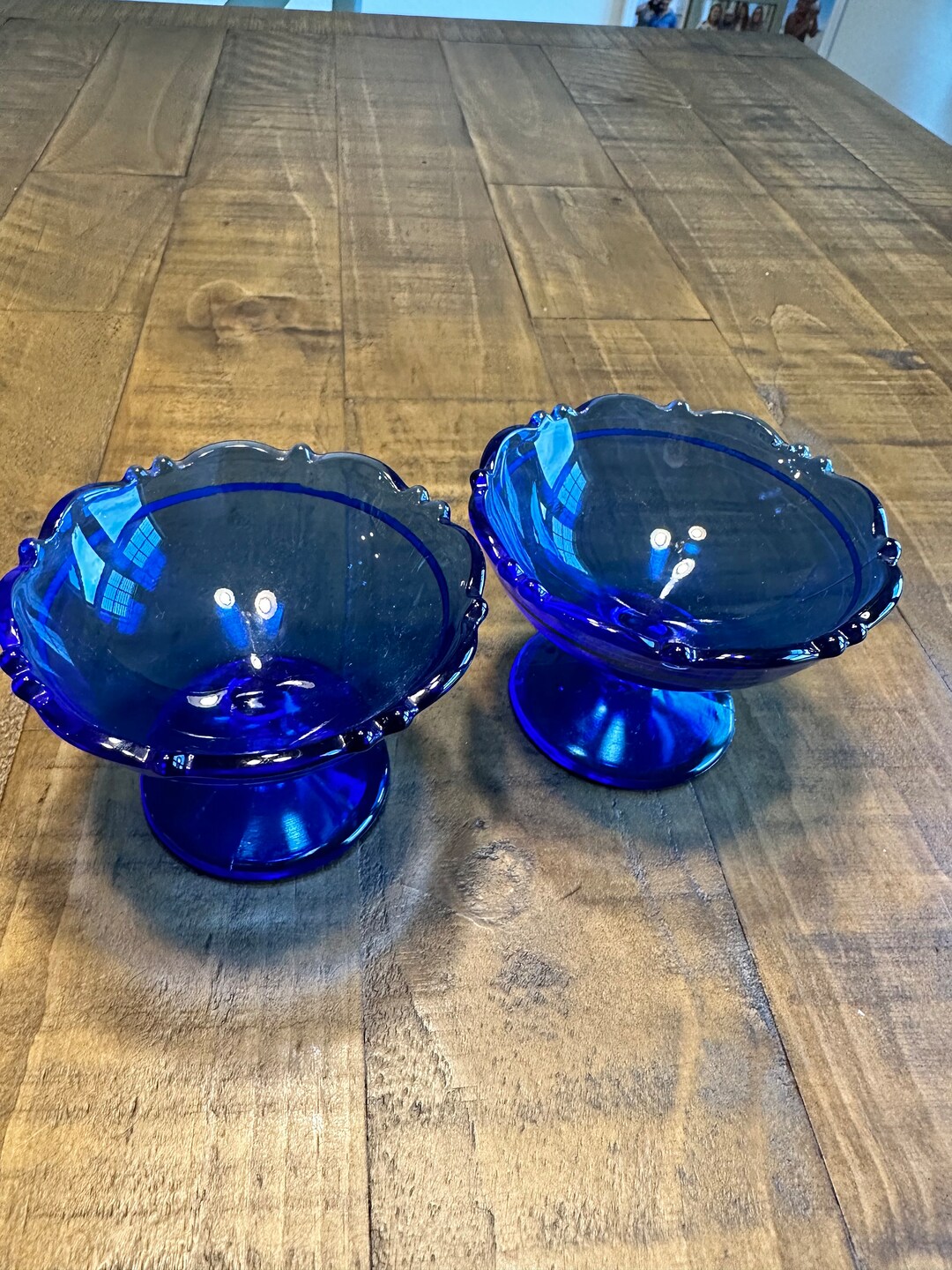 Vintage Depression Glass Cobalt Blue Mt. Pleasant Round Footed Sherbet ...
