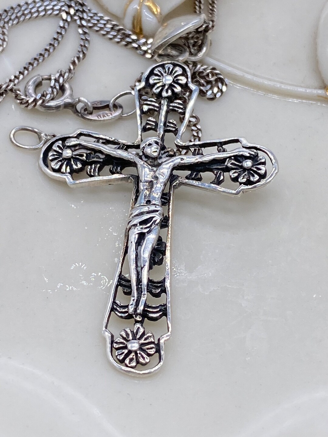 Pretty Italian Sterling Silver Cross Necklace - Etsy