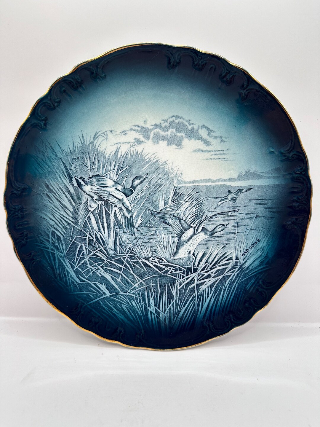 Antique Semi-vitreous Buffalo Pottery Wild Ducks 1907 Plate, 9 1/4 ...
