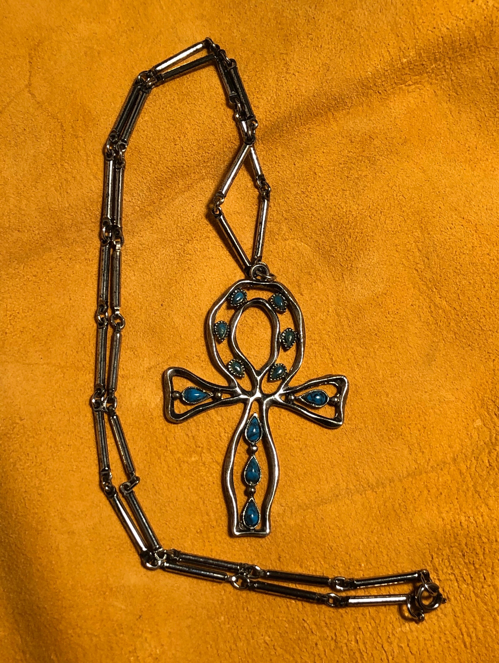 Egyptian Anka Cross With Turquoise Stone Insets on a 18 Inch - Etsy