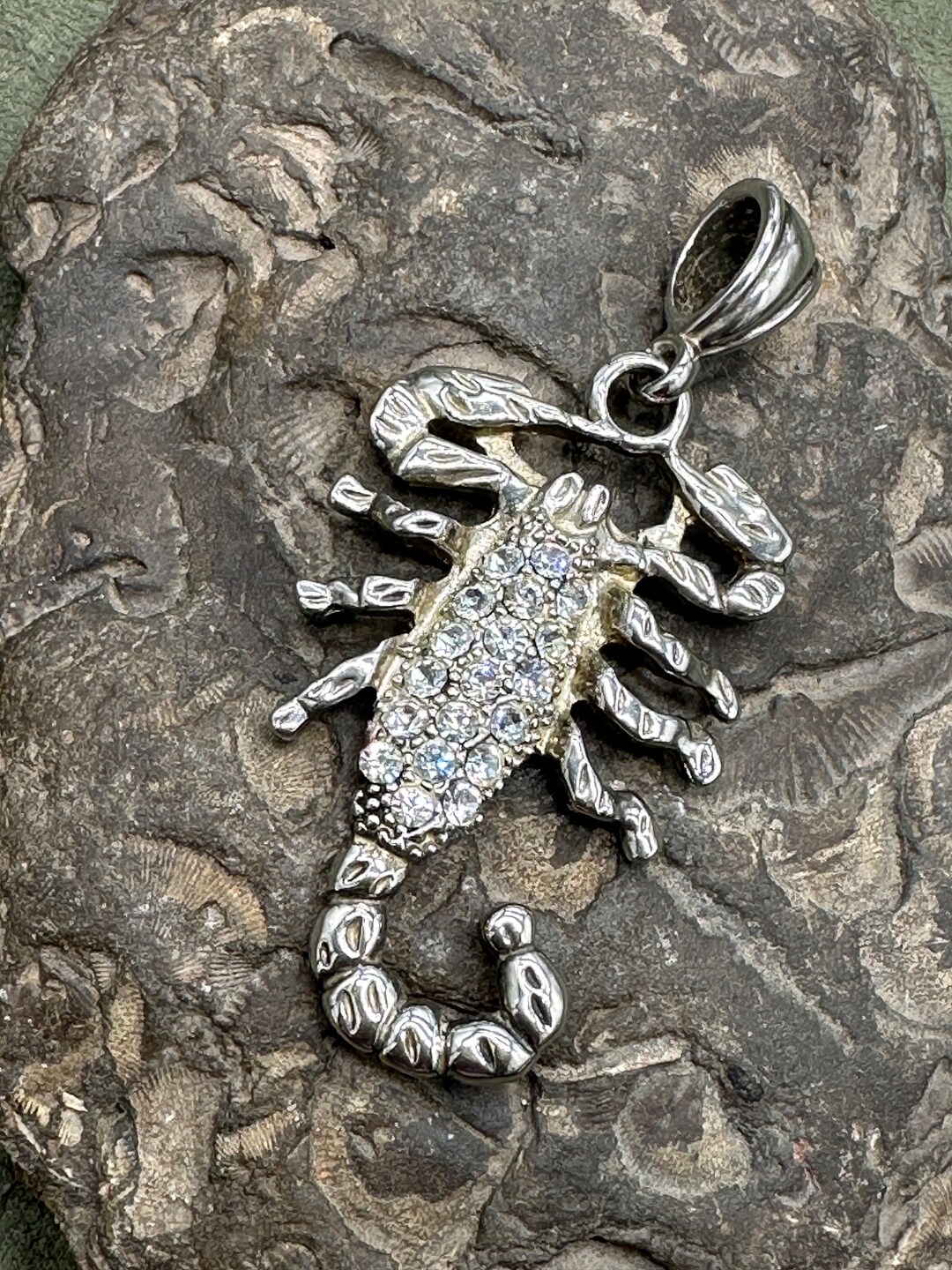 Large Sterling Silver Scorpion Pendant With Rhinestones - Etsy