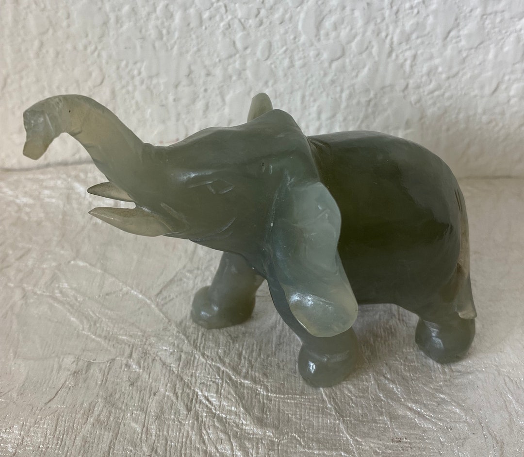 Natural Jadeite Jade Trunk up 3 in X 3 1/2 in Elephant Carving - Etsy