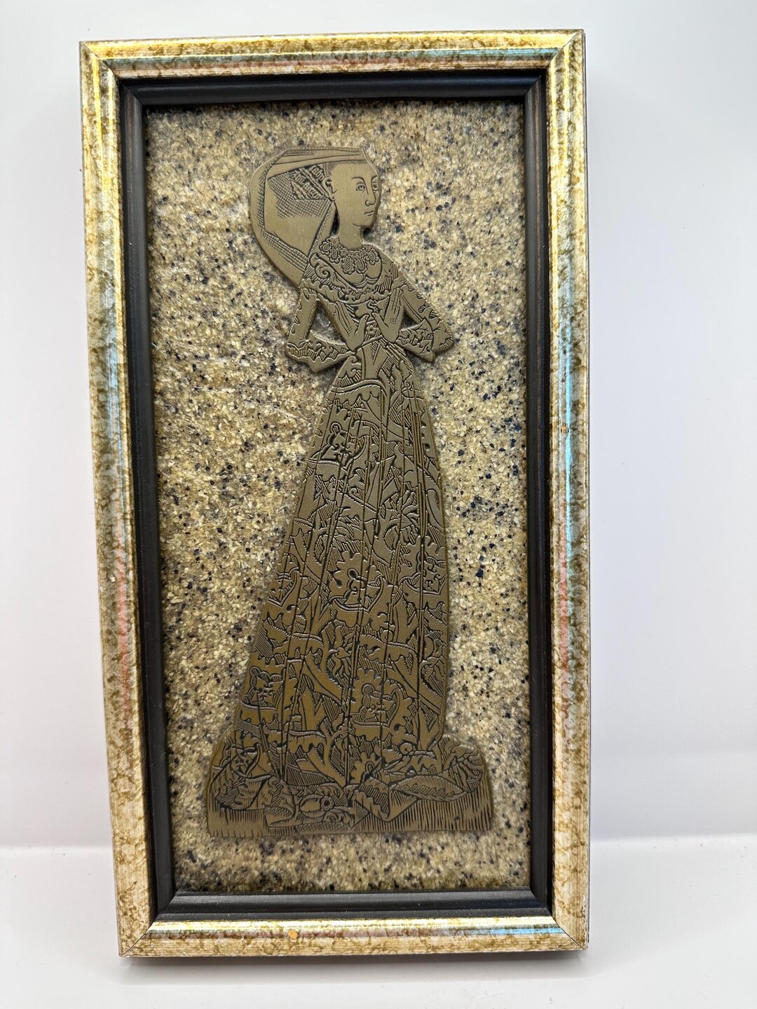 Vintage Framed Monumental Brass Reproduction Resin Plaque Margaret ...