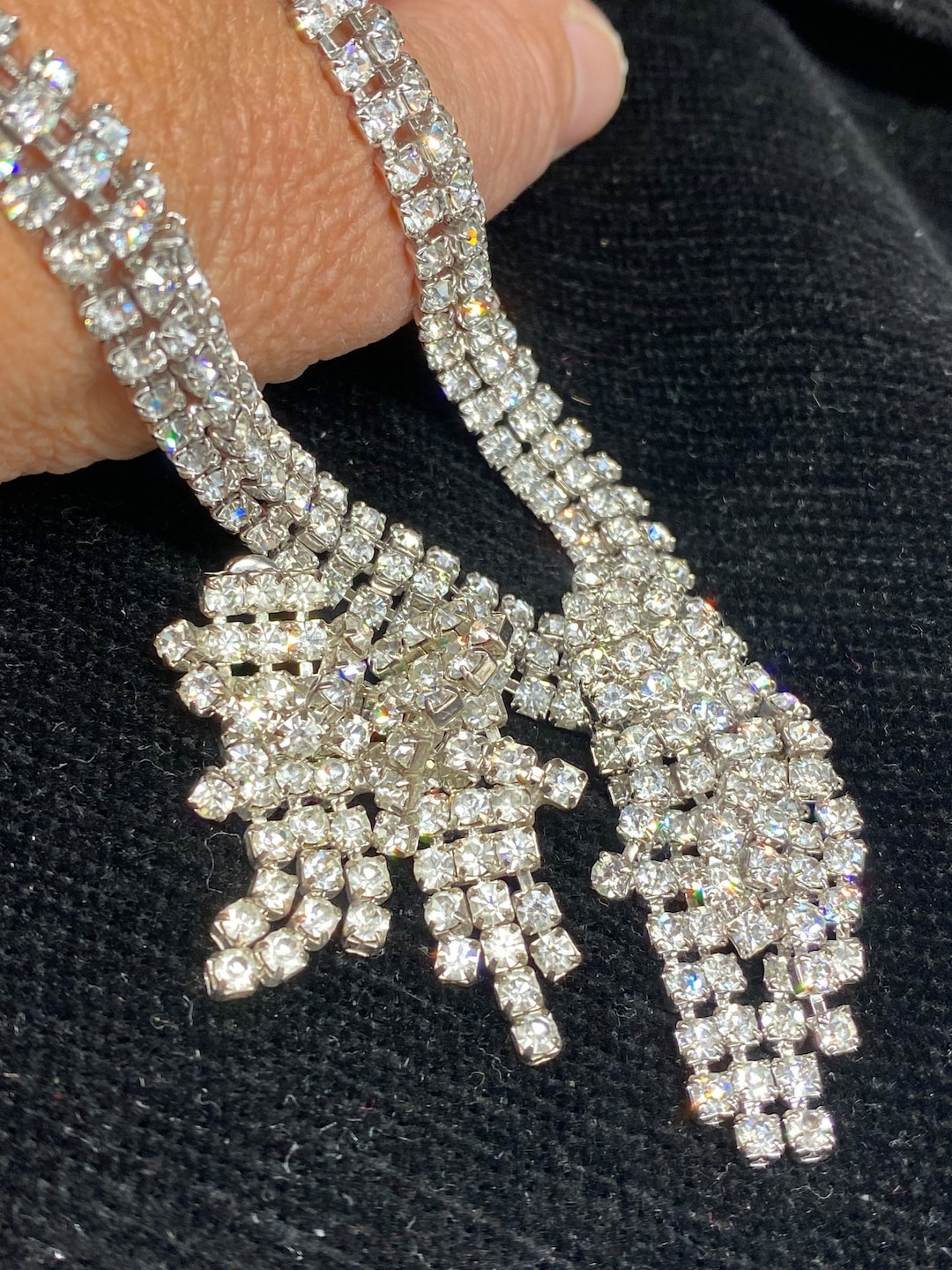 Gorgeous 3 Rows of Rhinestones With a Waterfall Front Center and ...