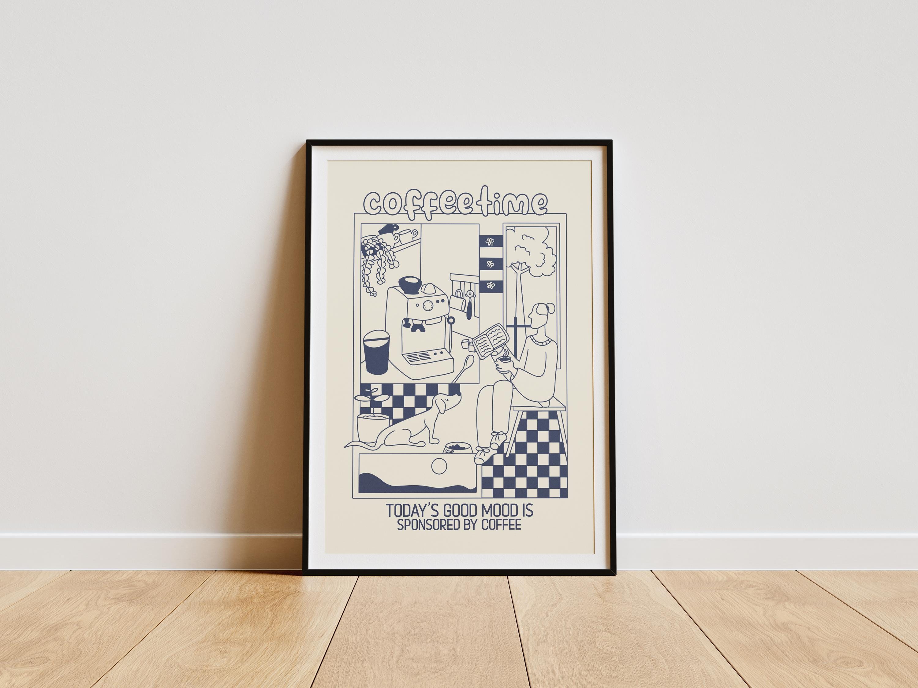 Coffeetime Poster – Cozy Coffee Corner Wall Art, Minimalist Line ...