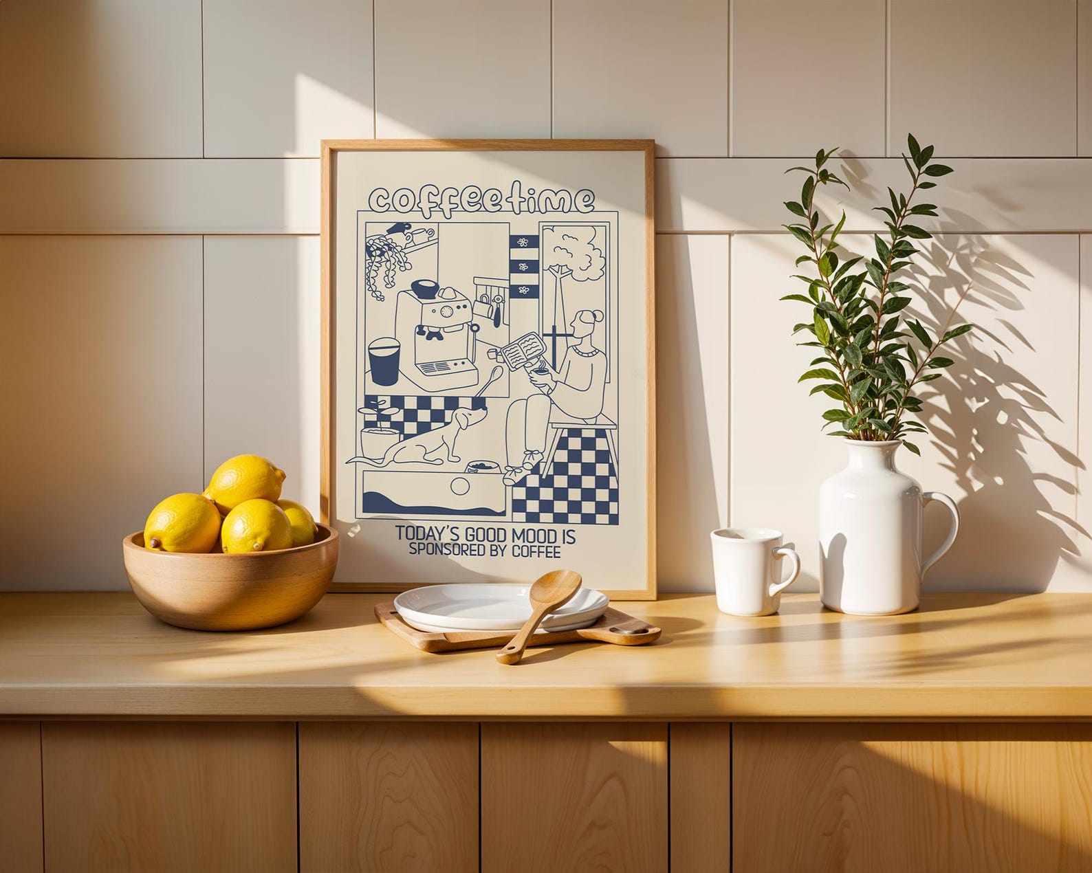 Coffeetime Poster – Cozy Coffee Corner Wall Art, Minimalist Line ...