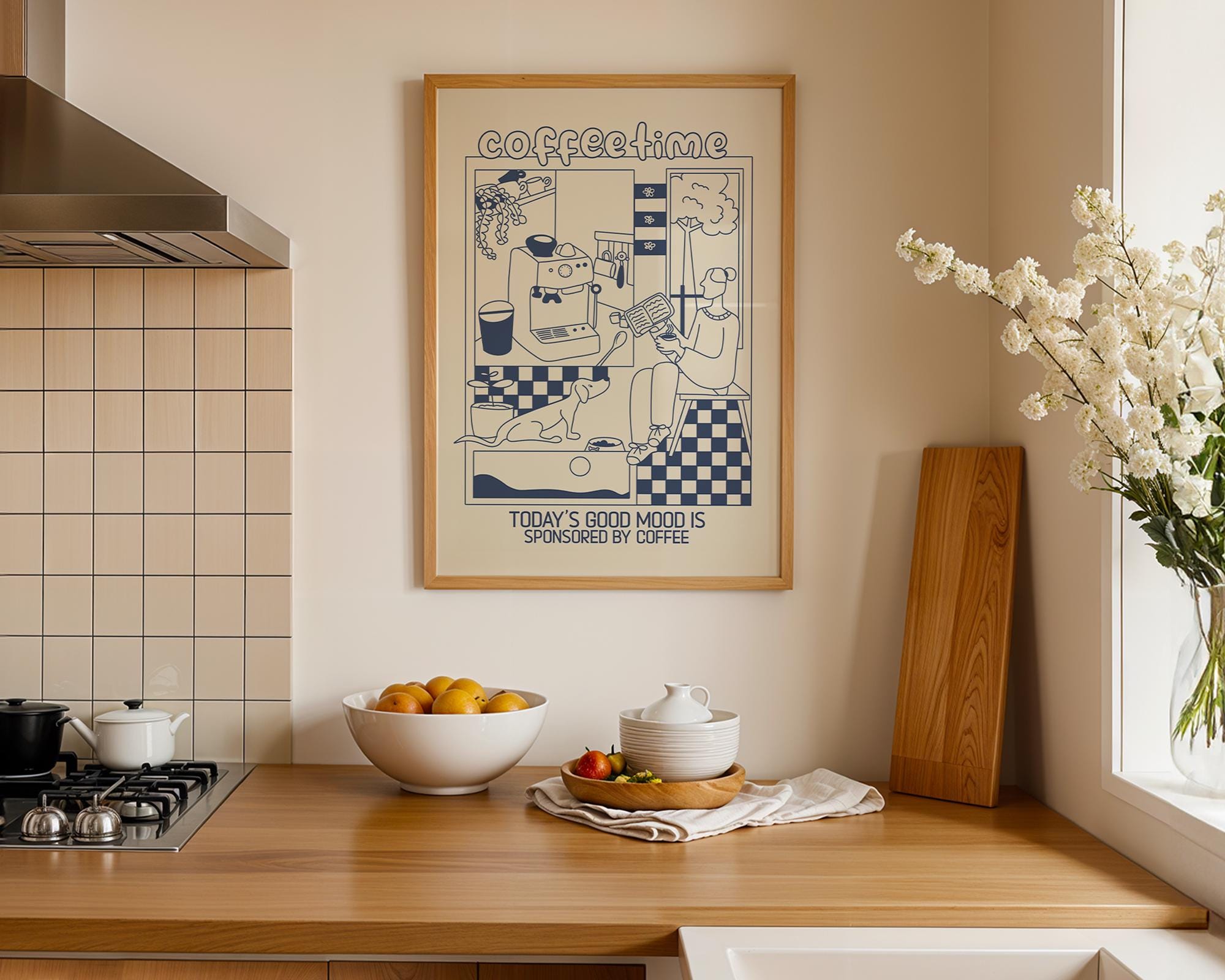 Coffeetime Poster – Cozy Coffee Corner Wall Art, Minimalist Line ...