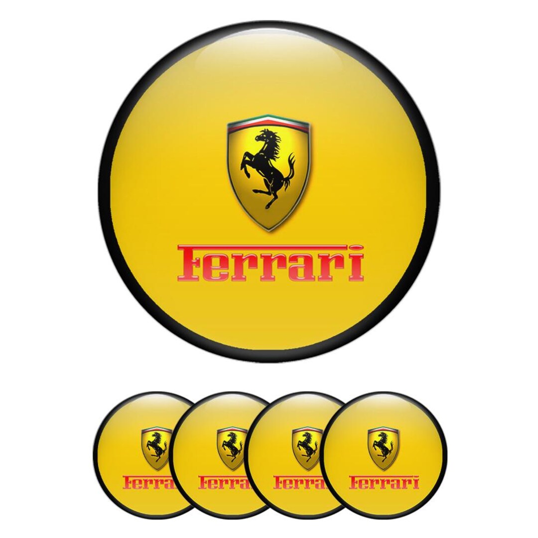 Set of 4 Ferrari Wheel Center Cap Decals Custom Car Rim Logo Stickers ...