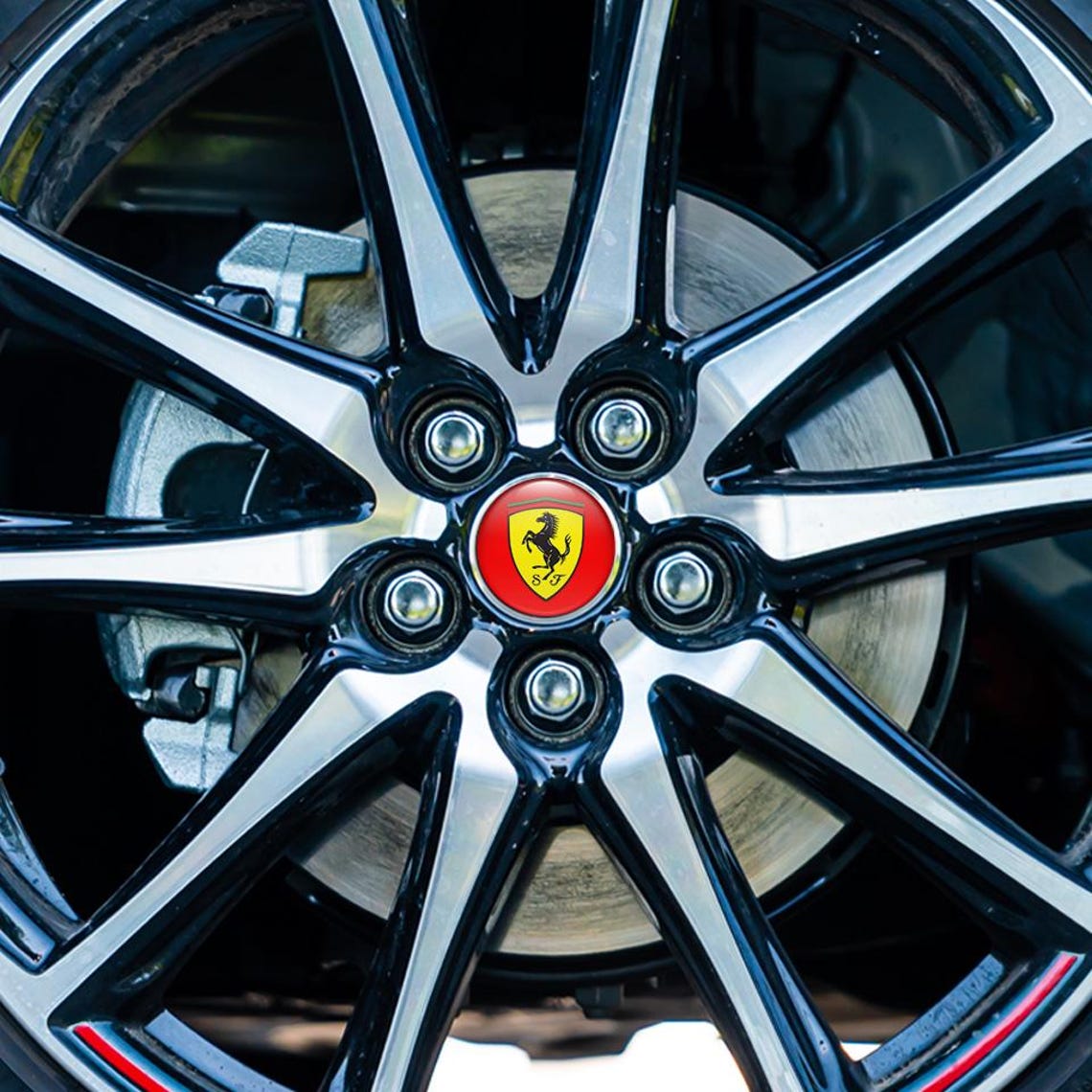 Set of 4 Ferrari Wheel Center Cap Decals Custom Car Rim Logo Stickers ...