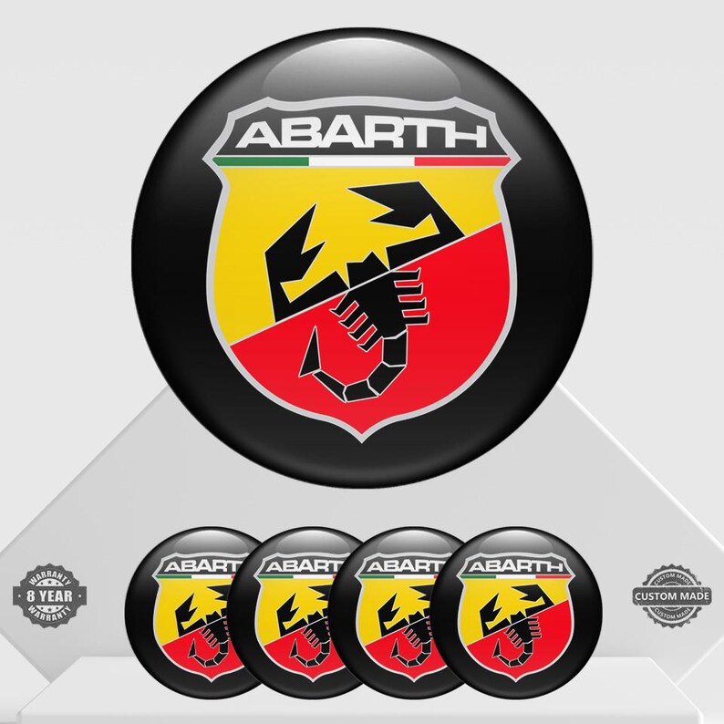 Set of 4 Abarth Wheel Center Cap Decals Custom Car Rim Logo Stickers ...