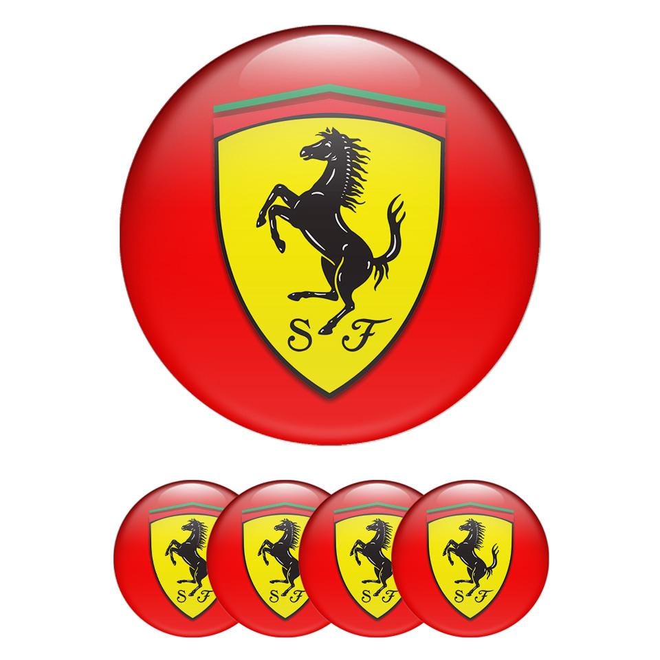 Set of 4 Ferrari Wheel Center Cap Decals Custom Car Rim Logo Stickers ...