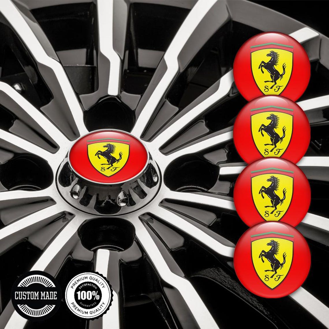 Set of 4 Ferrari Wheel Center Cap Decals Custom Car Rim Logo Stickers ...