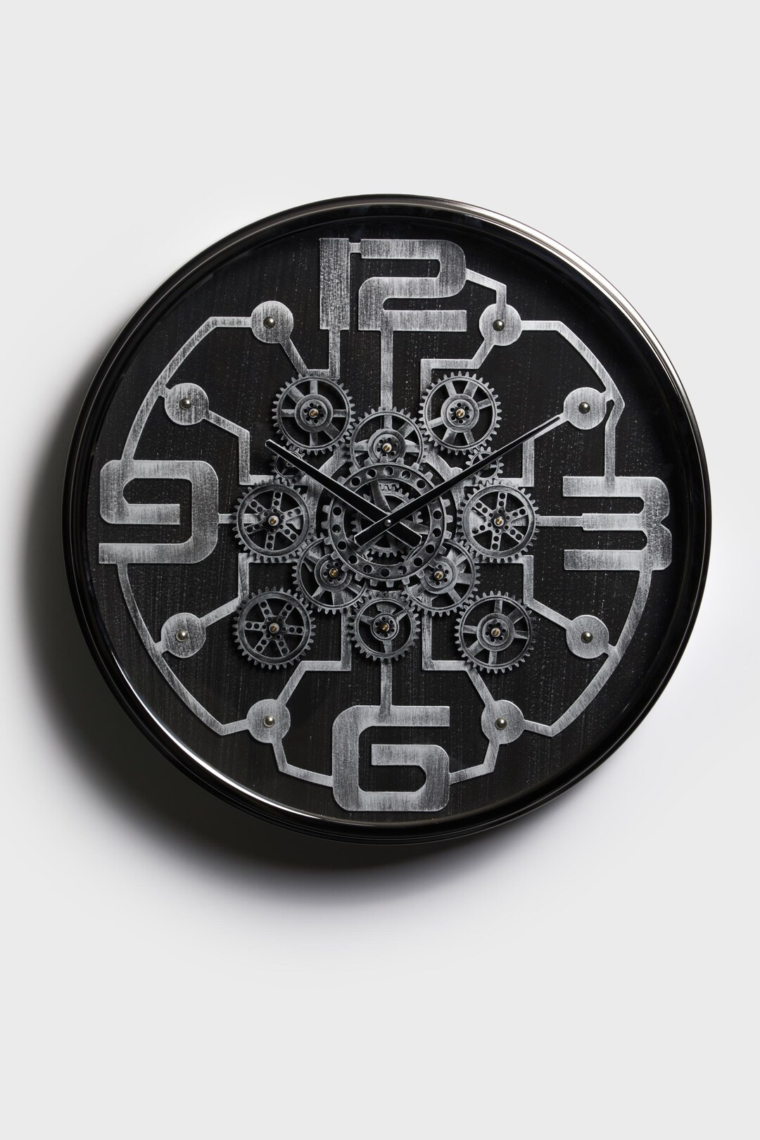 Cyberpunk Wall Clock Exposed Gear Mechanism Modern Industrial Circuit ...