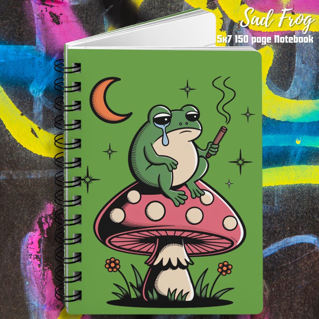 Spiral Journal 5x7 - Sad Frog on Mushroom Notebook | A7 - Etsy
