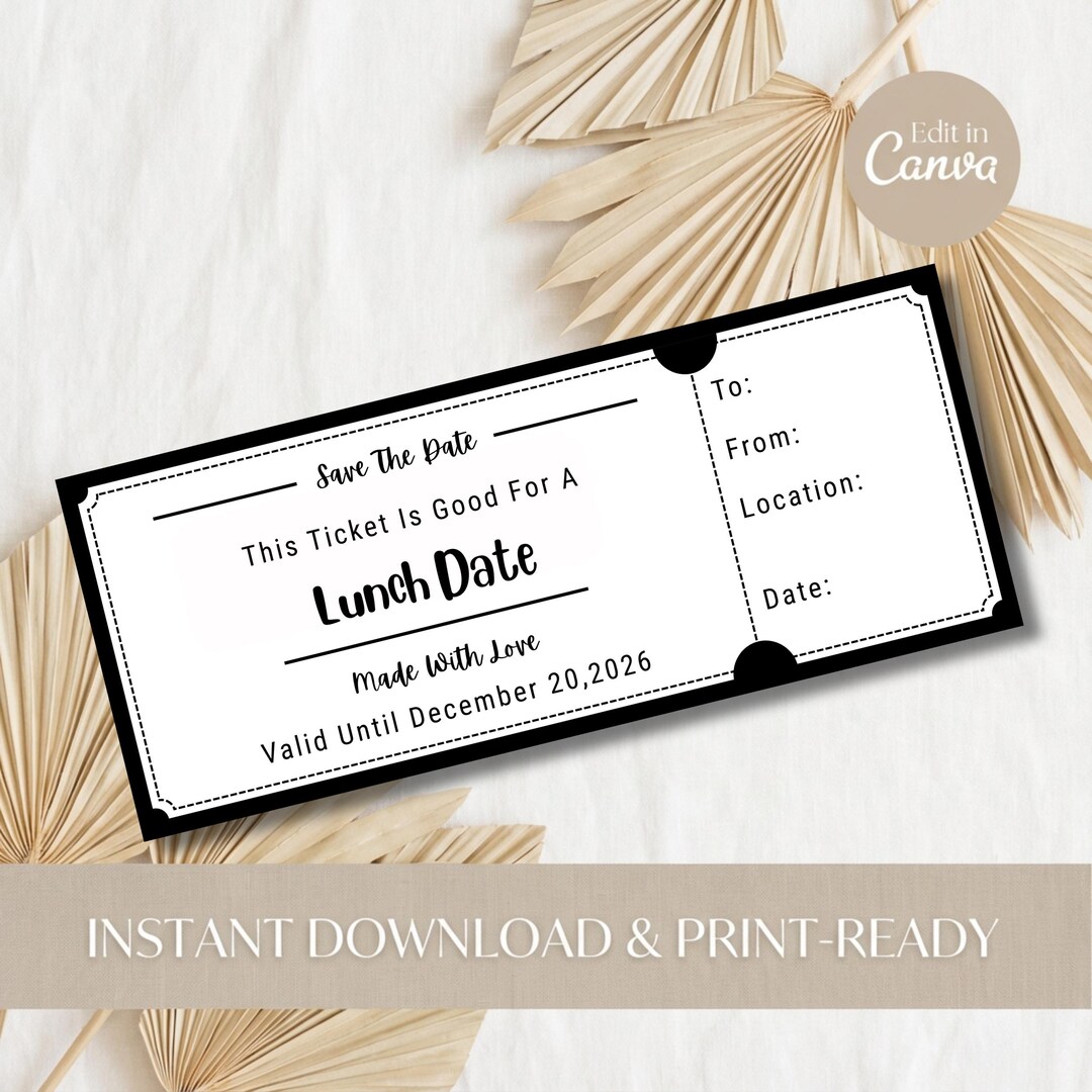 Lunch Date Gift Coupon Template, Editable Lunch Voucher Gift for ...