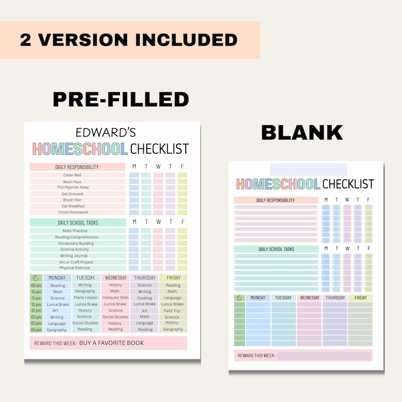 Editable Homeschool Schedule, Kids Homeschool Planner, Homeschool ...