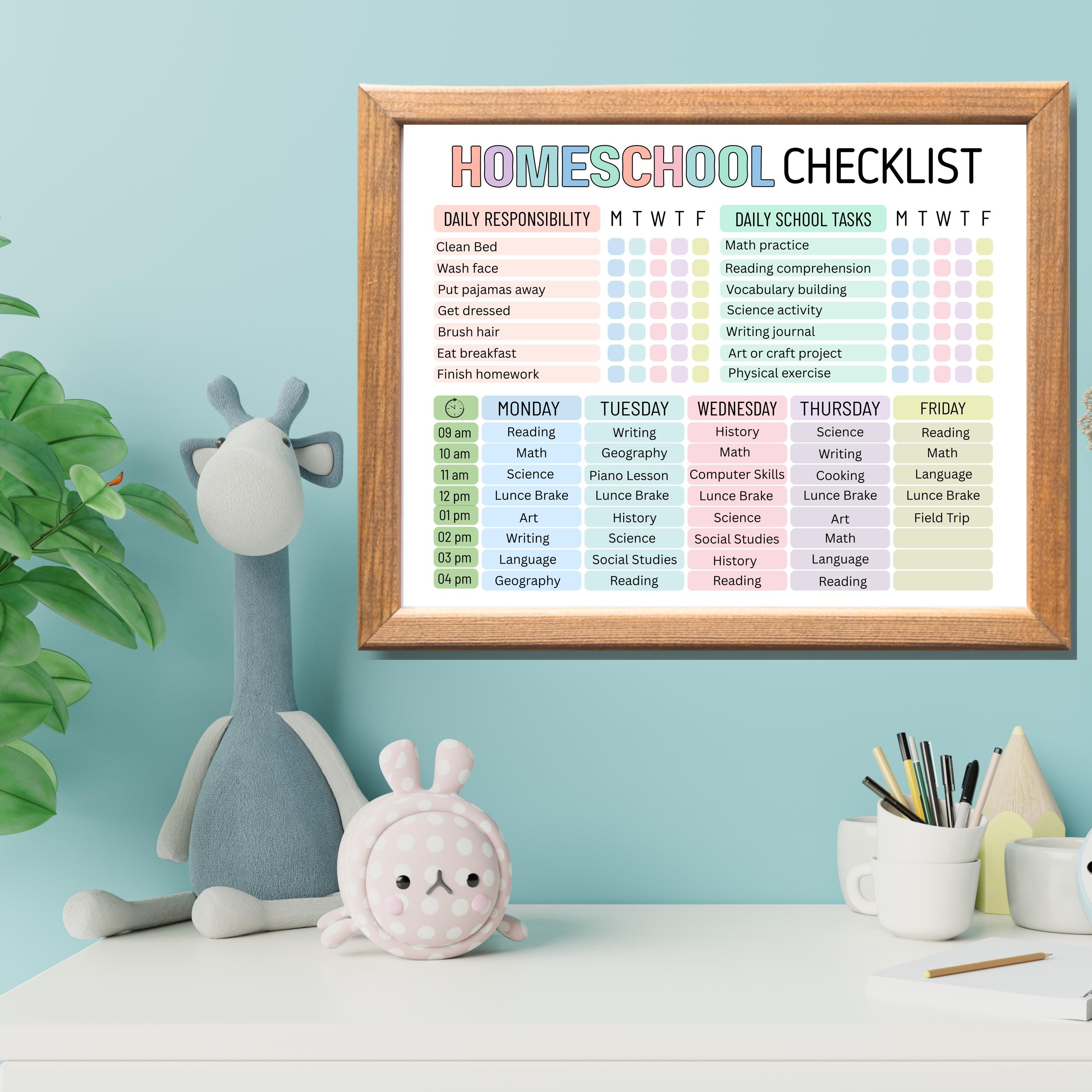 Editable Homeschool Checklist Template, Printable Homeschool Daily ...
