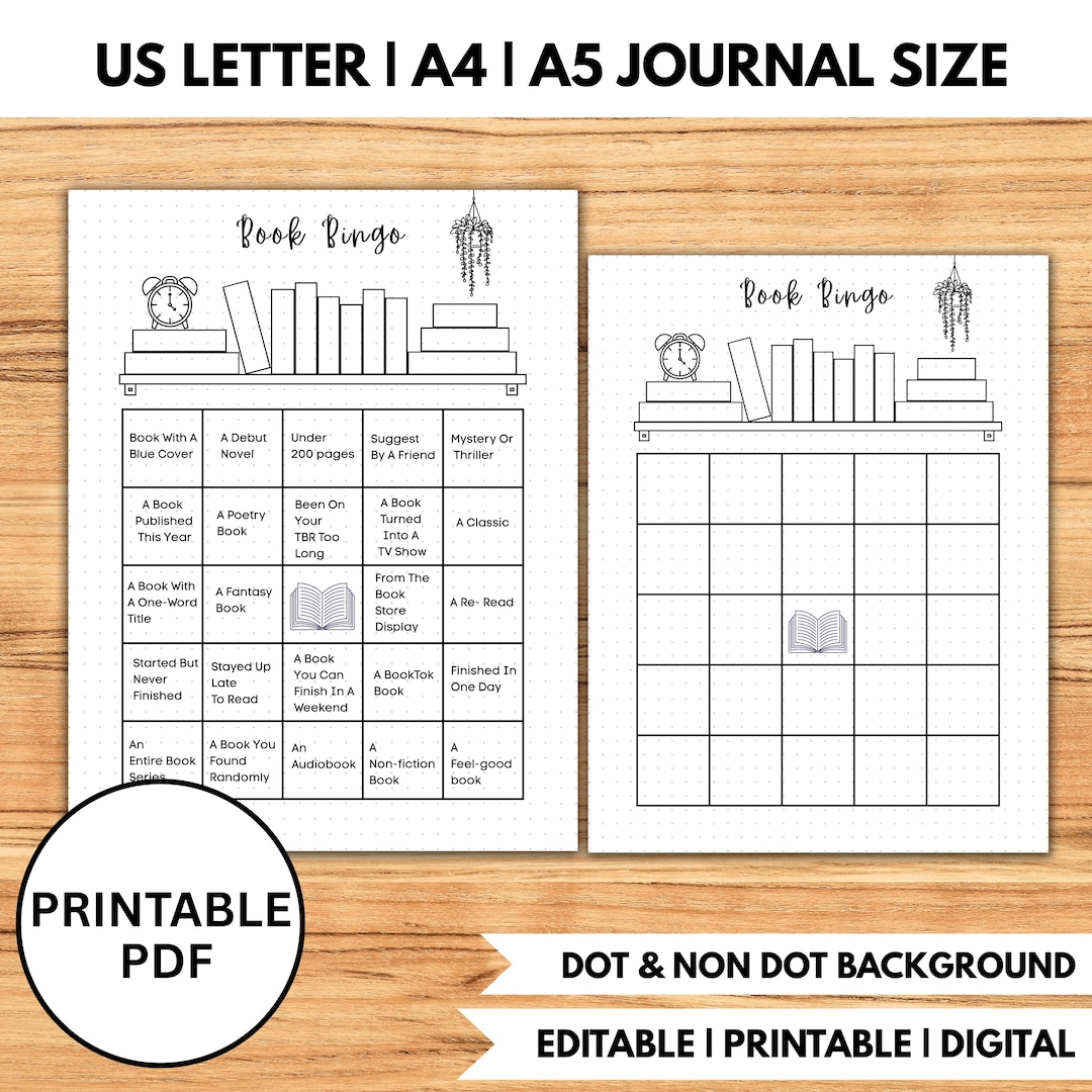 Book Bingo Printable Reading Challenge, Book Challenge, Reading Journal ...