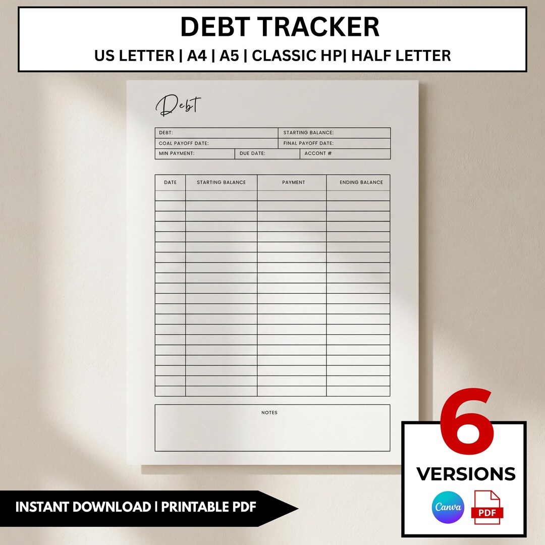 ADHD Debt Payment Tracker, Debt Payoff Tacker, Debt Snowball, Loan ...