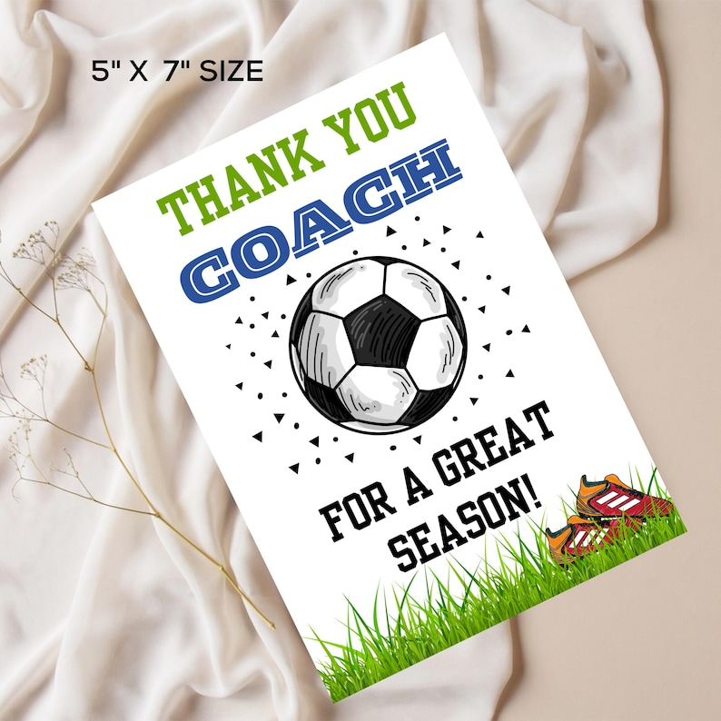 Printable Soccer Coach Thank You Card: End of Season Gift (PDF Download ...