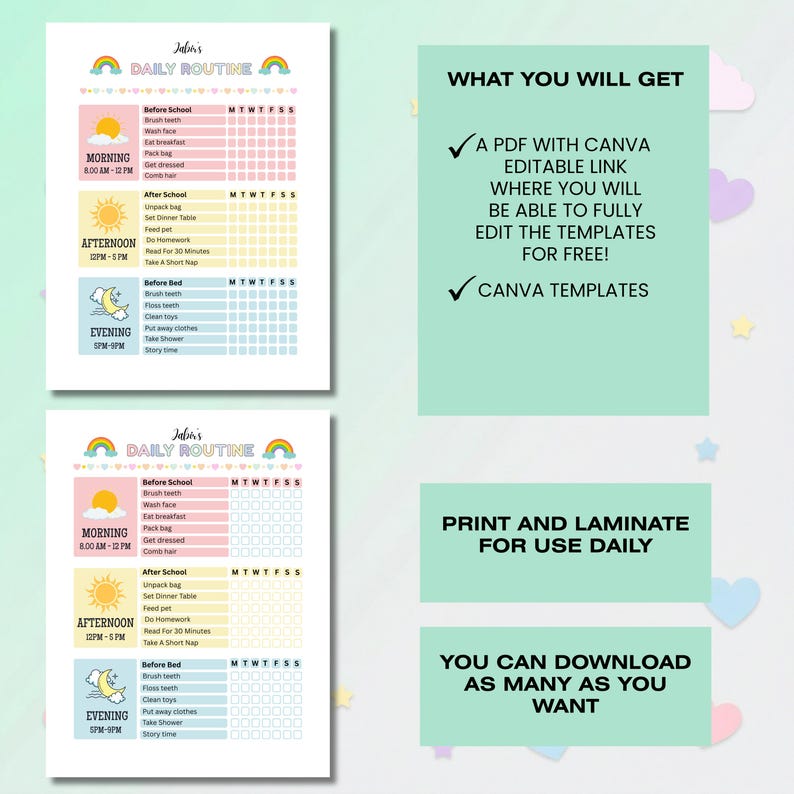 Tabla de rutinas diarias para niños con TDAH/neurodivergencia, horario ...