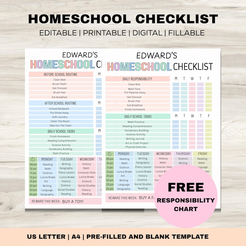 Editable Homeschool Schedule, Kids Homeschool Planner, Homeschool ...