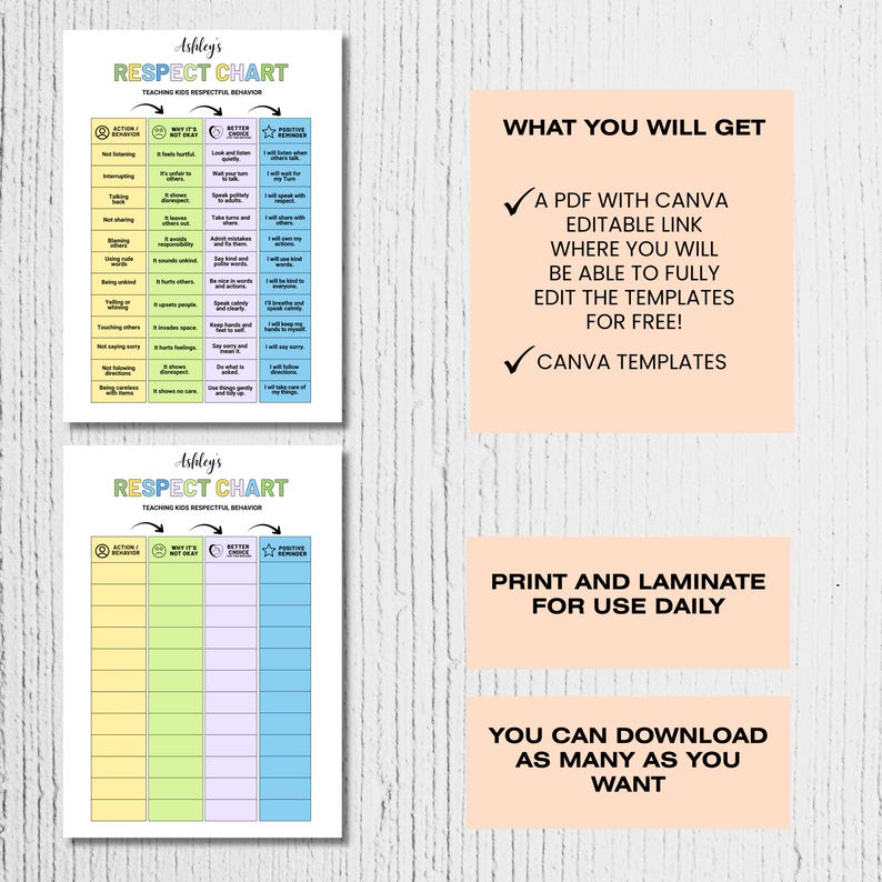 Respect Chart for Kids, Positive Behavior Consequence Poster, Classroom ...