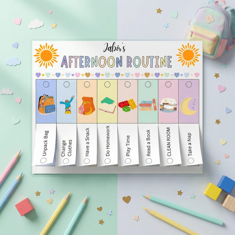 Buy Kids Flip Routine Chart Editable, Printable Daily Morning Evening ...