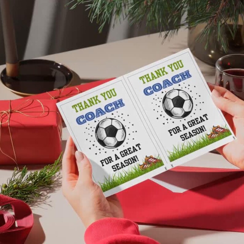 Printable Soccer Coach Thank You Card: End of Season Gift (PDF Download ...