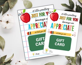 End of Year Teacher Gift Card Holder Printable Teacher Appreciation ...