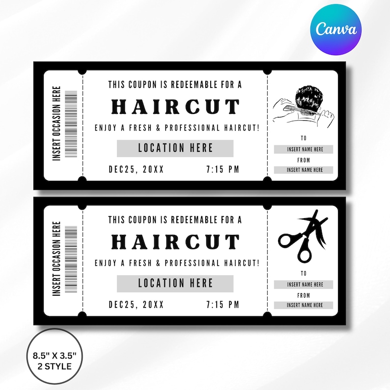 Editable Haircut Coupon, Printable Hair Cut Voucher, Custom Barber ...