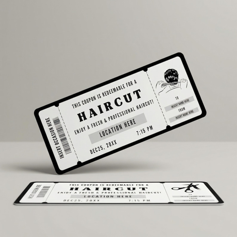 Editable Haircut Coupon, Printable Hair Cut Voucher, Custom Barber ...