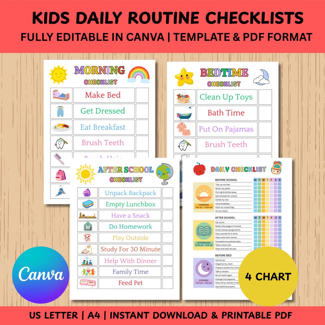 ADHD/ Neurodivergent Daily Routine Chart for Kids & Toddler, Printable ...