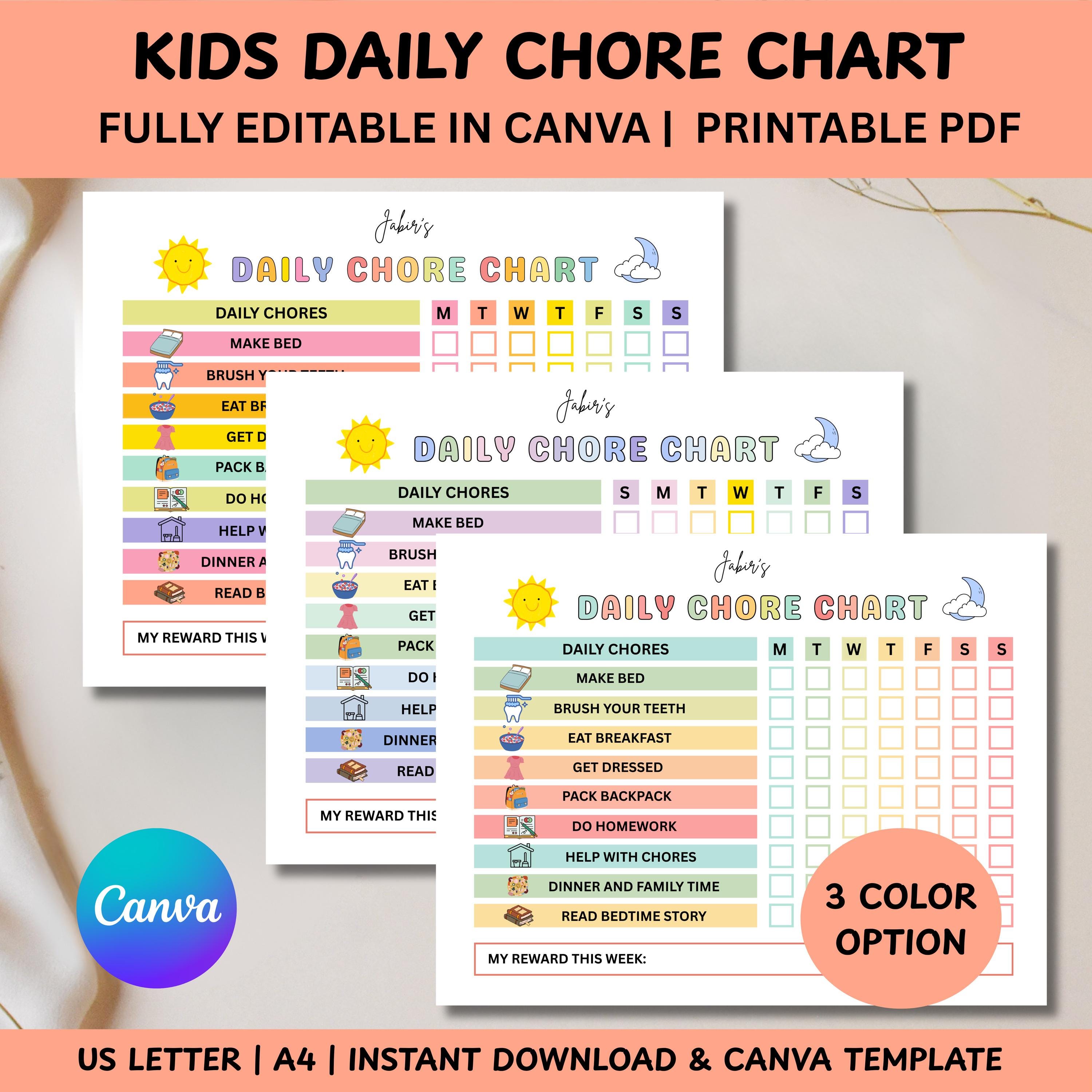 ADHD/ Neurodivergent Daily Routine Chart for Kids & Toddler, Printable ...