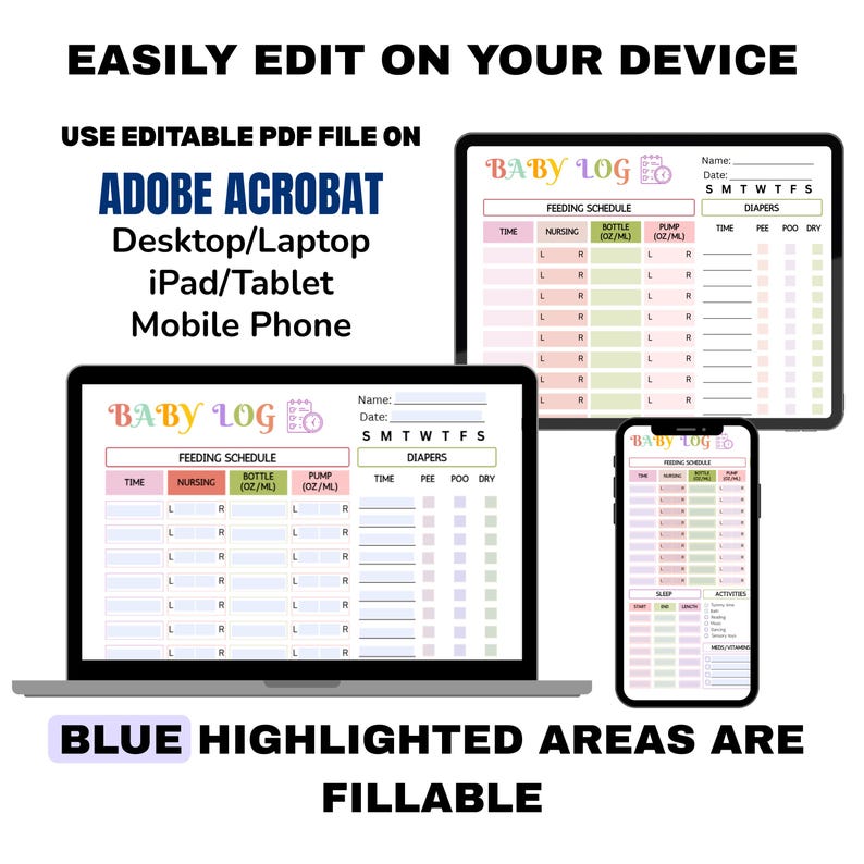 Newborn Baby Daily Log, Infant Care Tracker (PDF, Canva) - Etsy