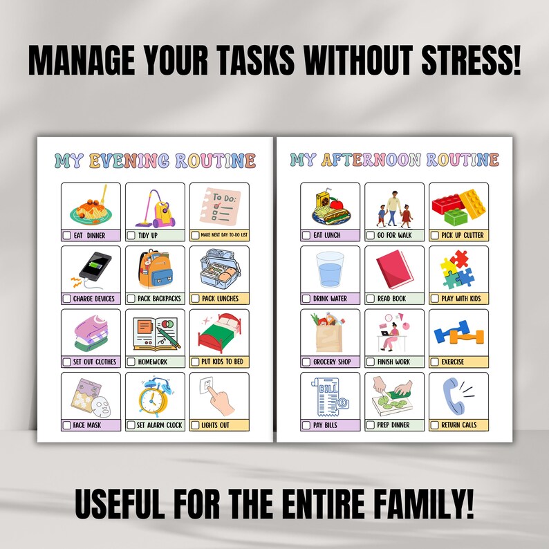 ADHD/ Neurodivergent Daily Visual Schedule, Family Routine Cards ...