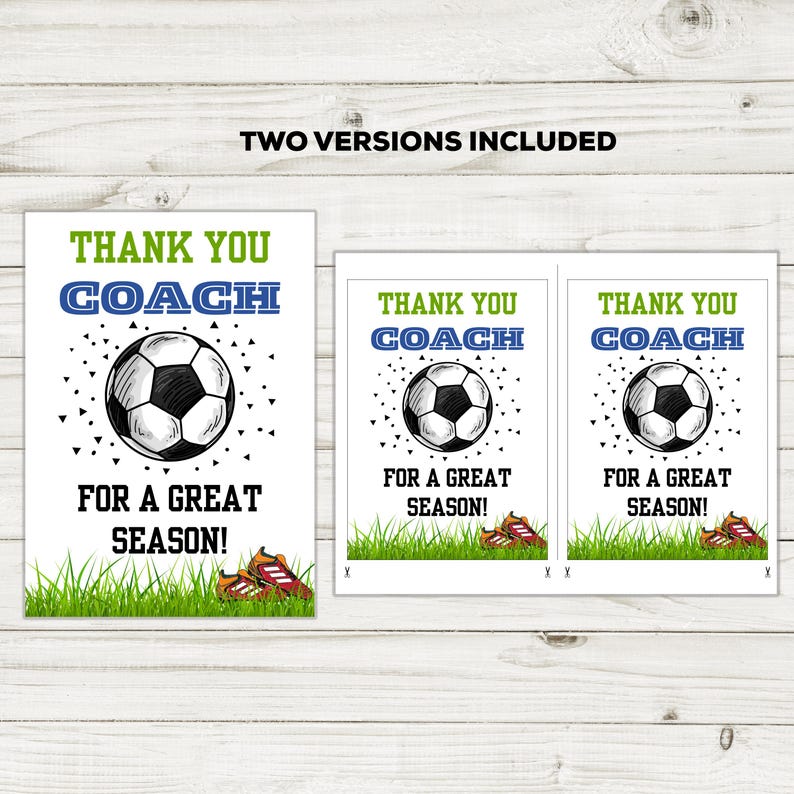 Printable Soccer Coach Thank You Card: End of Season Gift (PDF Download ...