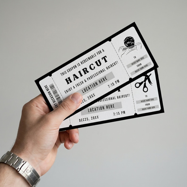 Editable Haircut Coupon, Printable Hair Cut Voucher, Custom Barber ...