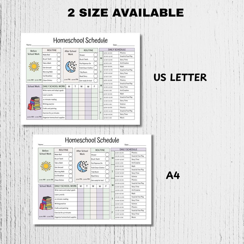 Editable Kids Homeschool Schedule, Printable Homeschool Checklist, Kids ...