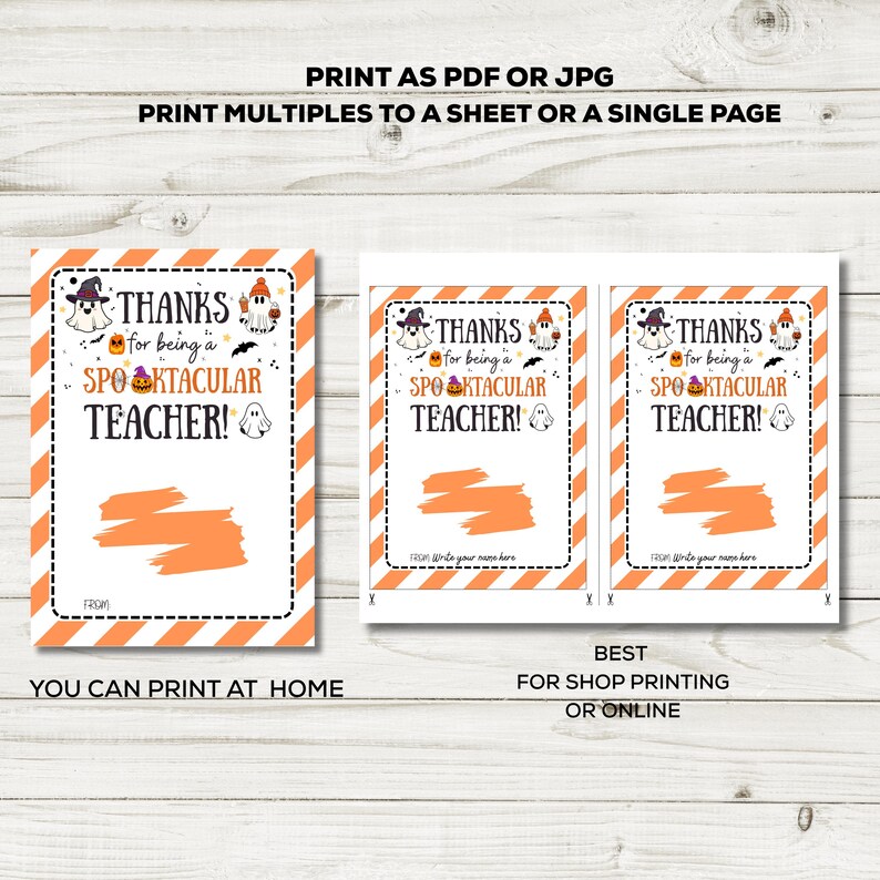 Halloween Gift Card Holder Printable, Spooktacular Teacher Appreciation ...