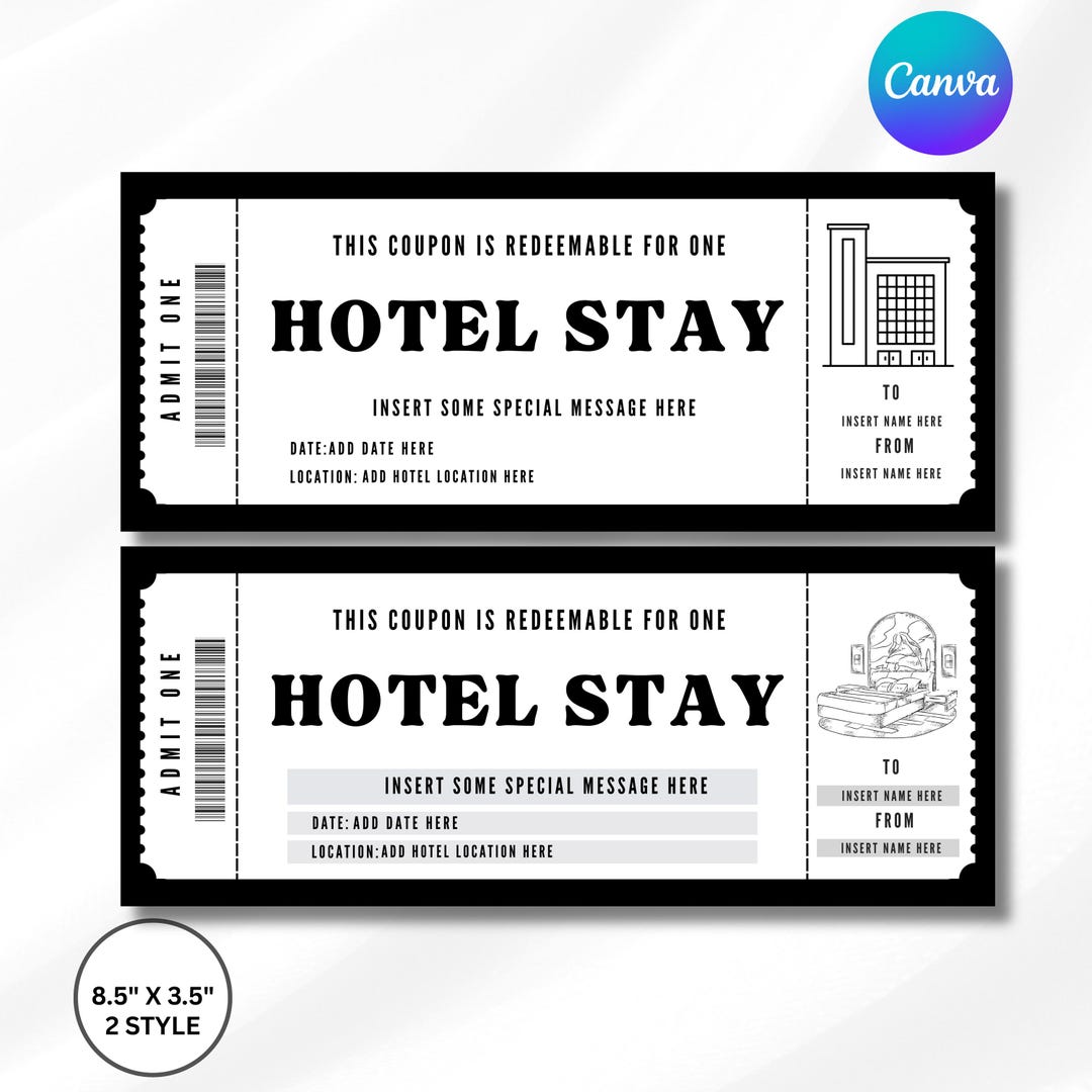Editable Hotel Stay Coupon Template, Printable Custom Surprise Hotel ...