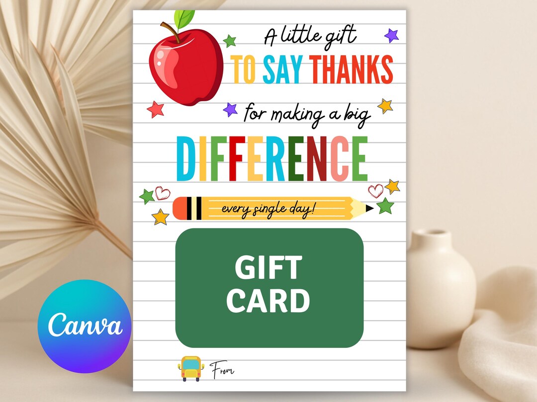 Printable Teacher Appreciation Gift Card Holder: Instant Download PDF ...