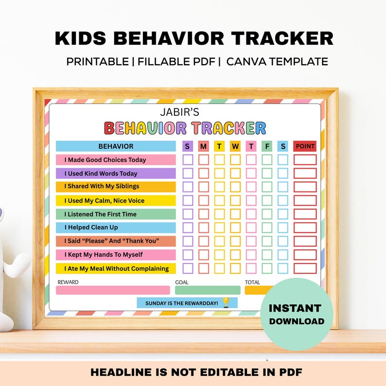 Adhd Kids Behavior Chart, Behavior Tracker for Kids, Toddlers, Teens ...