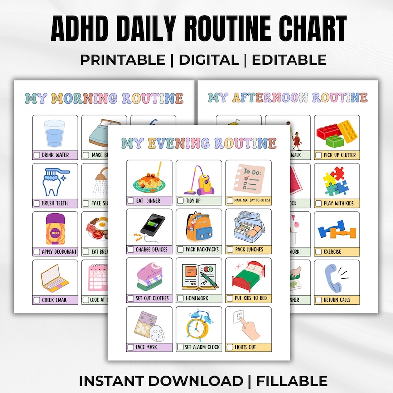 ADHD/ Neurodivergent Daily Visual Schedule, Family Routine Cards ...