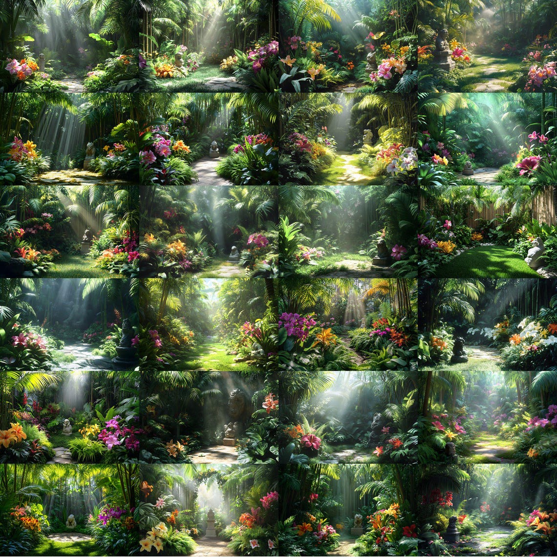 Botanical Secret Garden Digital Backdrop Set, Photography Backgrounds ...