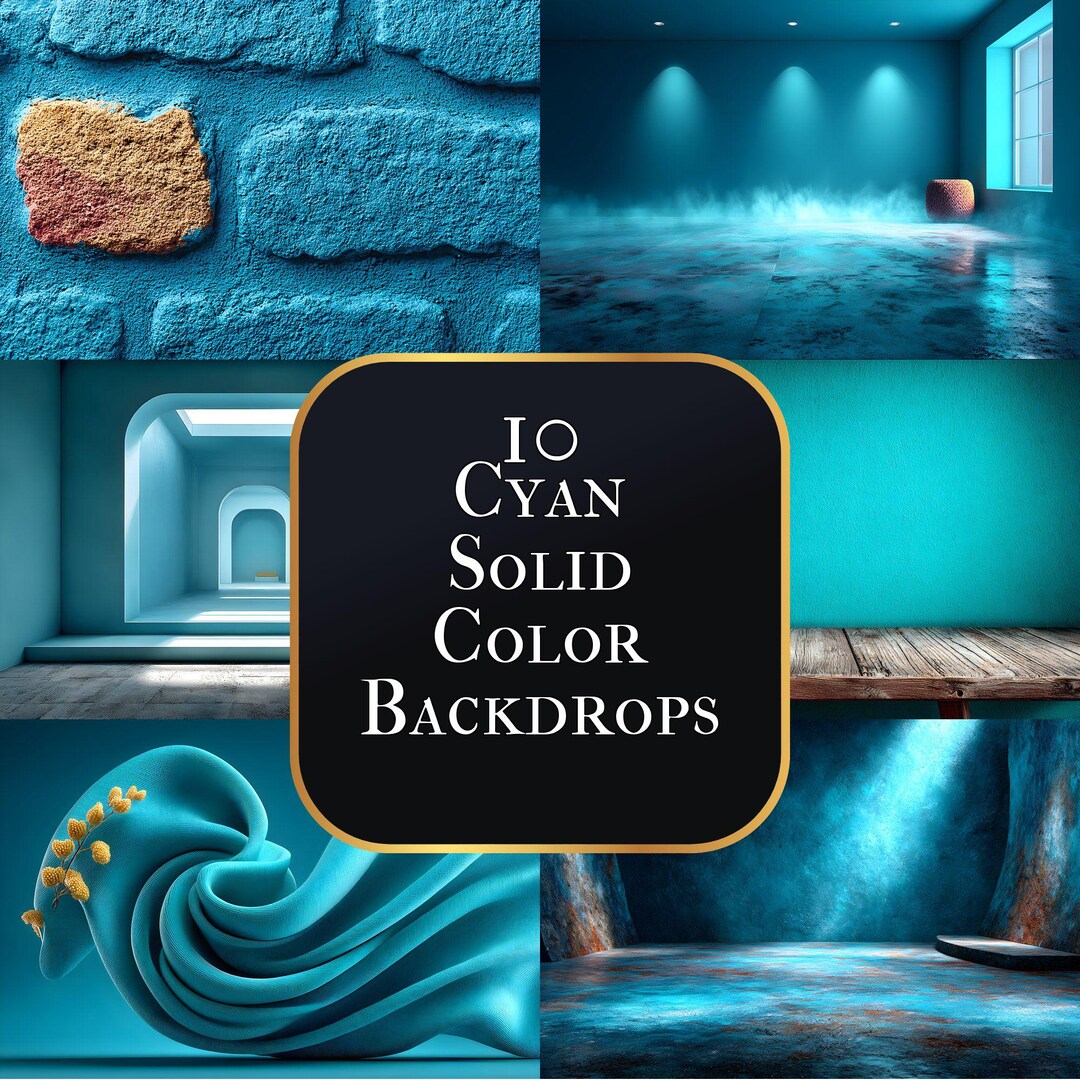 Cyan Solid Color Digital Backdrop, Photography Background for Portrait ...