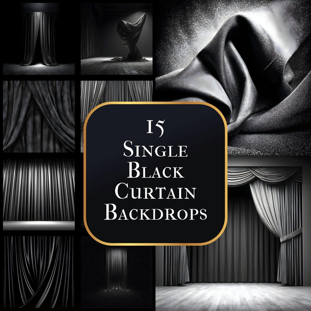 Black Curtain Digital Backdrop, Photography Background for Portraits ...