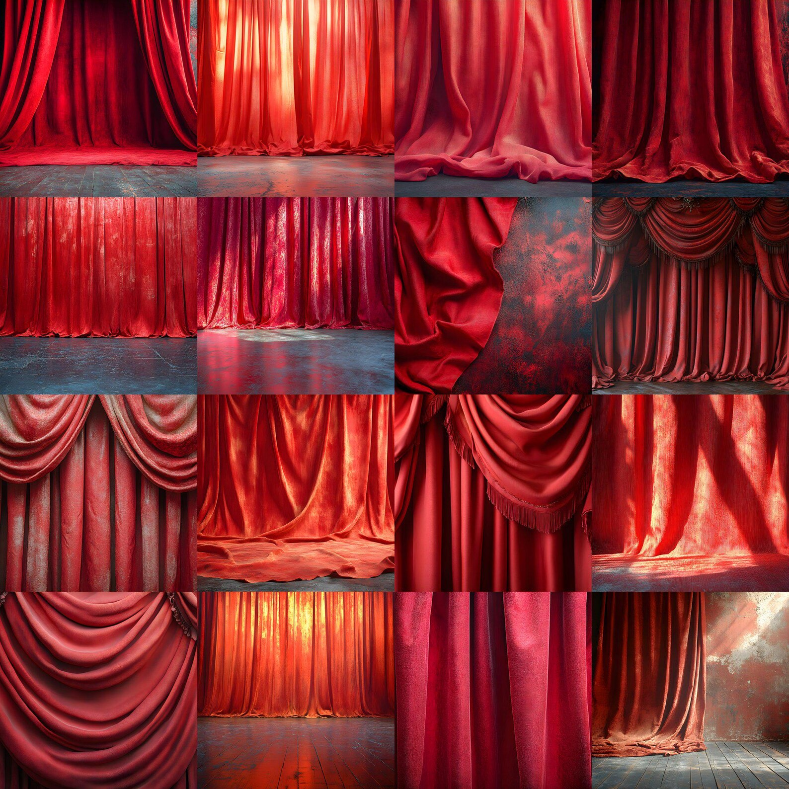 Retro Red Curtain Digital Backdrop, Vintage Photography Background, for ...